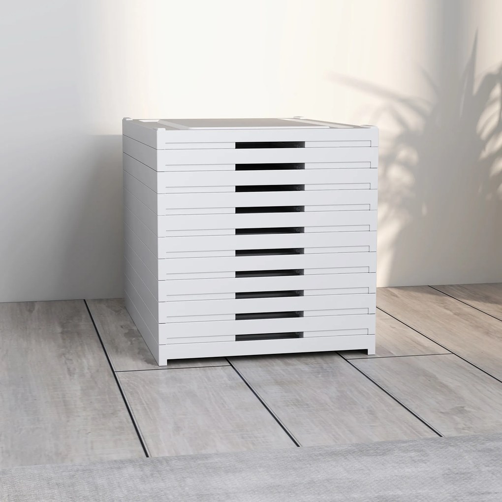 HOMCOM Sada 10 skládacích botníků, stohovatelné plastové úložné boxy na boty s víky, úložný prostor pro boty až do velikosti 43, bílá, 26x35x174cm