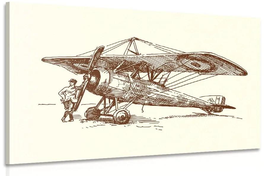 Obraz retro letadlo - 60x40 cm