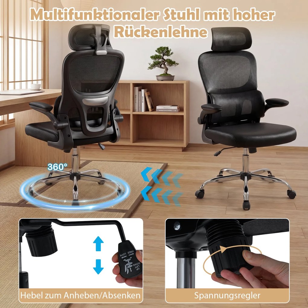 Costway Ergonomická kancelářská židle Stolní židle s bederní opěrkou