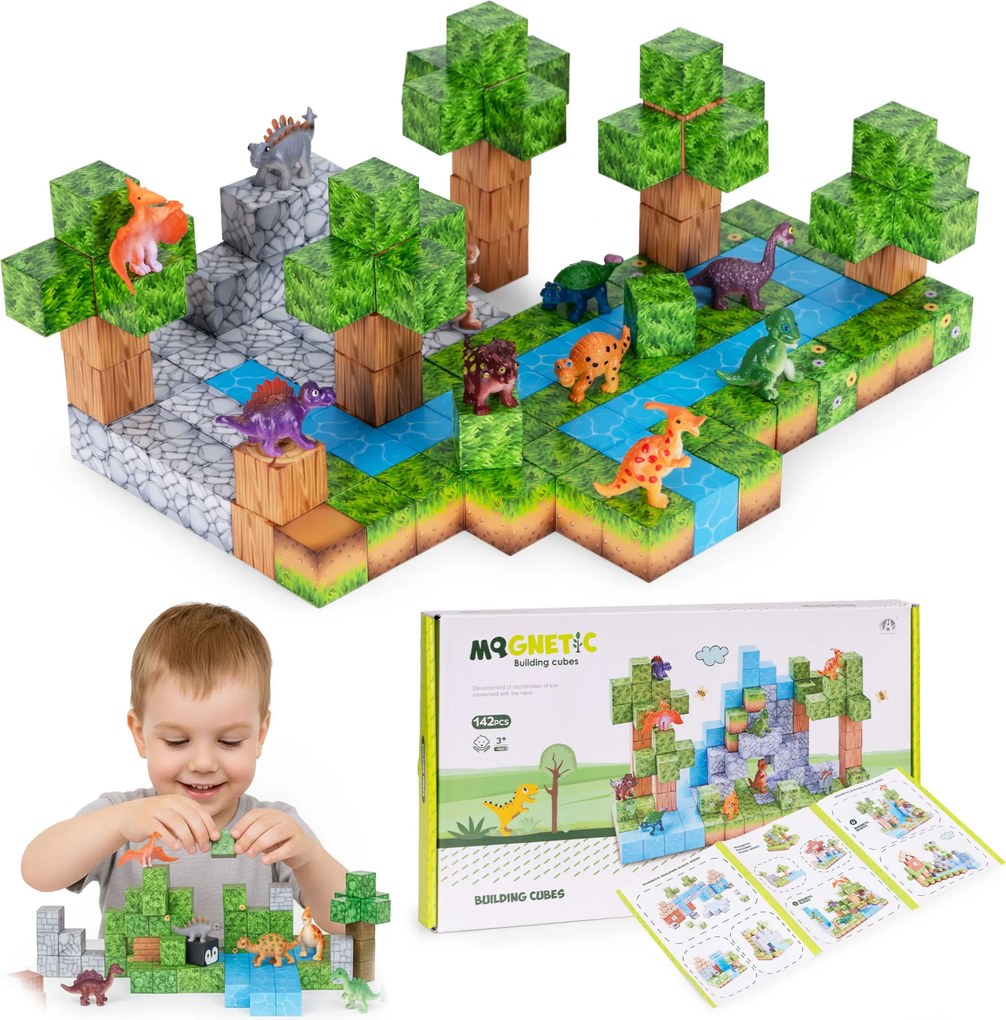 Magnetická stavebnice 142 ks DINO WORLD vícebarevná