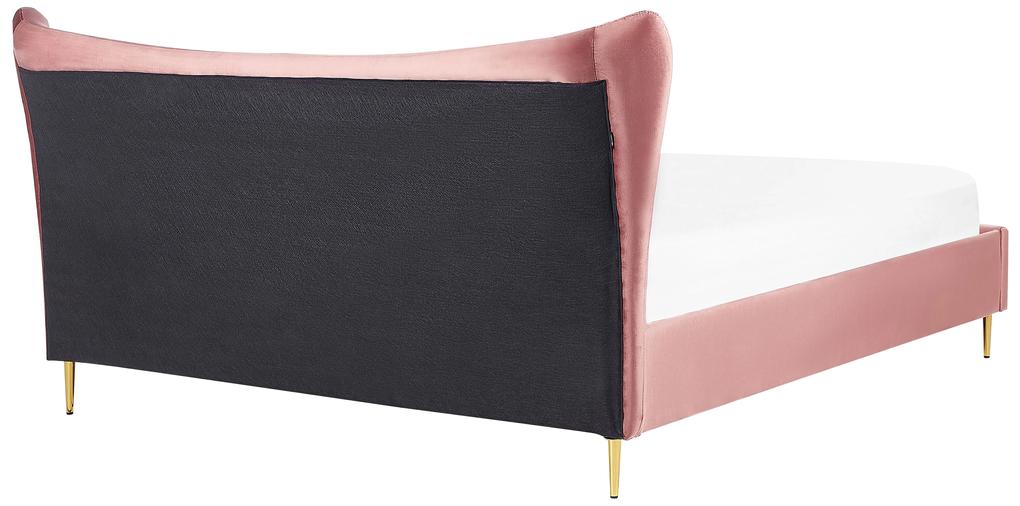 Sametová postel 180 x 200 cm růžová CHALEIX Beliani