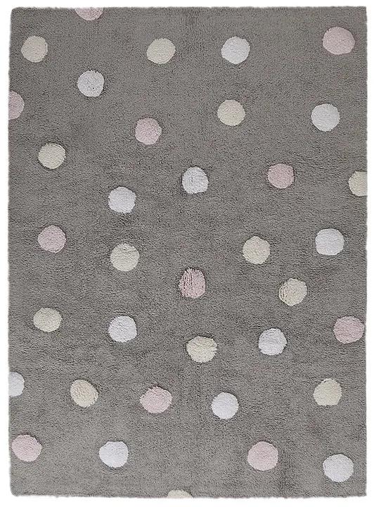 Hans Home | Přírodní koberec, ručně tkaný Tricolor Polka Dots Grey-Pink