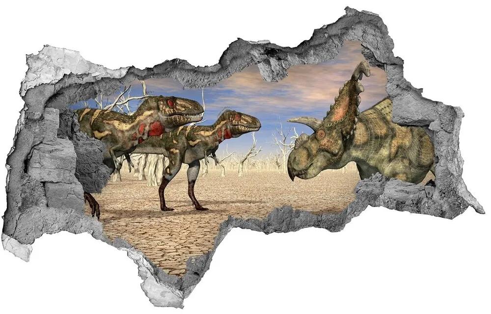 Wallmuralia Díra 3D fototapeta nálepka Dinozaury 95x73 cm