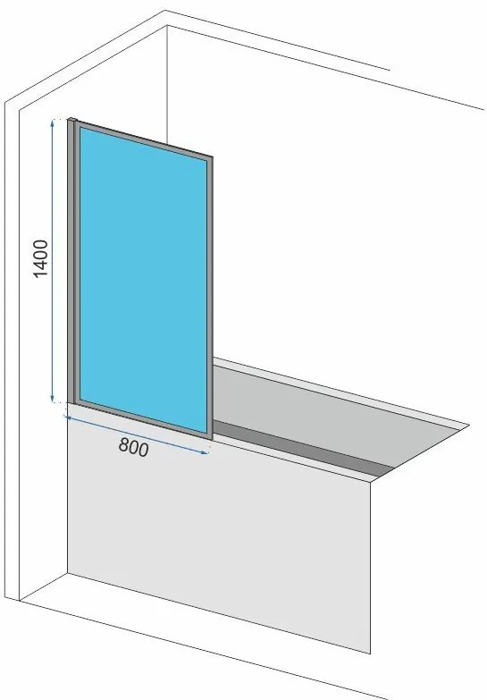 Vanová zástěna REA LAGOS-1 FIX 80 cm, černá/transparent