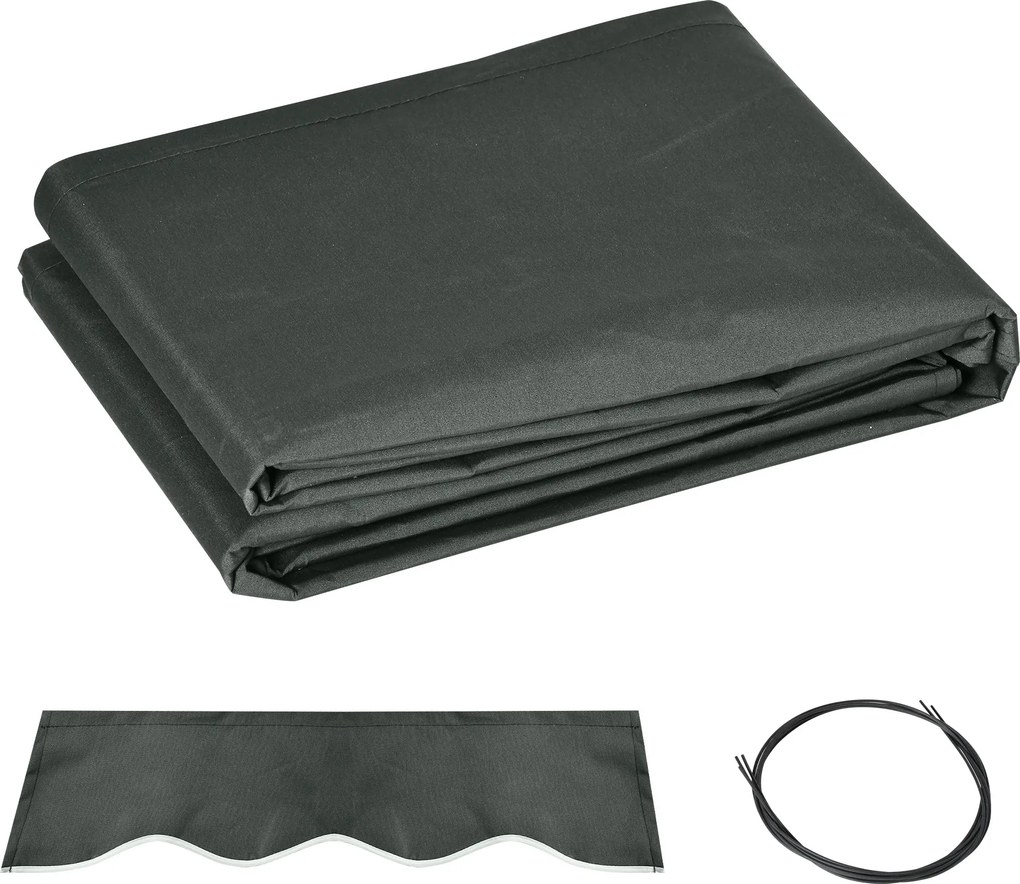 Náhradní plátno Outsunny pro markýzu - Měkký vlnkový lem - Vysoce husté polyesterové 280 g/m² s ochrannou proti UV záření v šedé 3,82D x 2,4Š (projek…