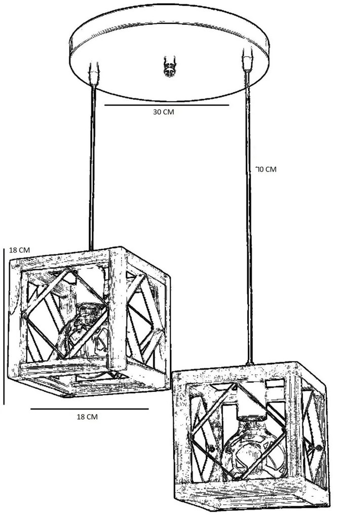 Stropní svítidlo ZIKZAK III habrové dřevo ořech/černé
