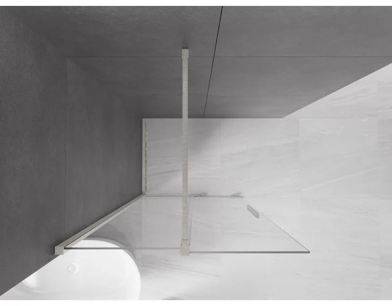 Mexen Velar, sprchová zástěna s posuvnými dveřmi Walk-in 90 x 200 cm, 8mm čiré sklo, broušená ocel, 871-090-000-03-97