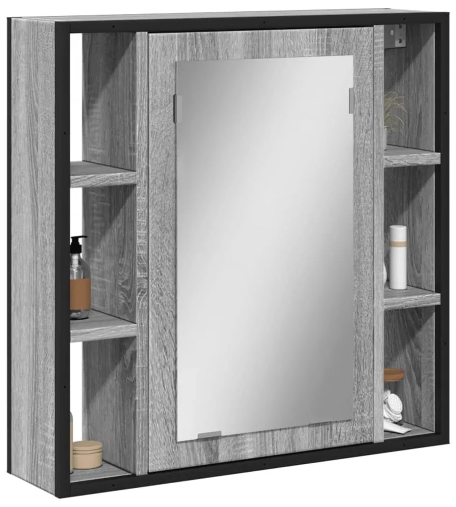 Koupelnová skříňka se zrcadlem šedá sonoma 60x16x60 cm kompozit