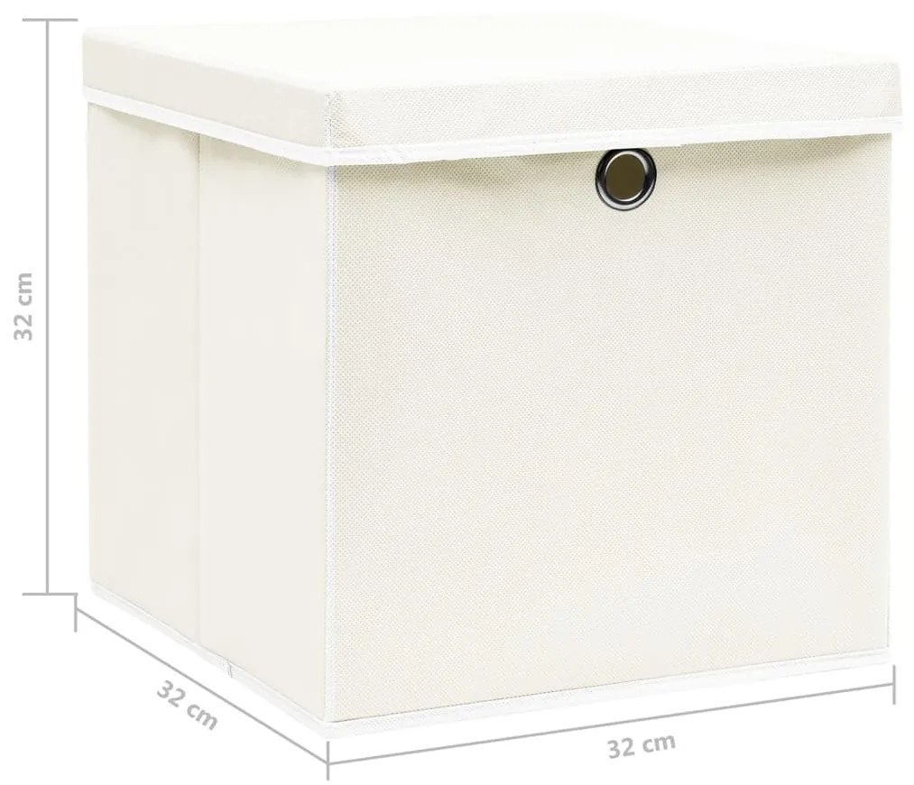 Úložné boxy s víky 4 ks bílé 32 x 32 x 32 cm textil - Default Title