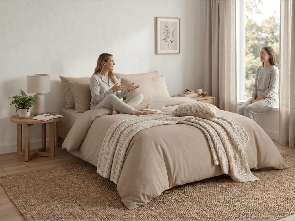 Krepové povlečení TAUPEXA béžovošedé Rozměr povlečení: 2 ks 70 x 90 cm | 200 x 220 cm