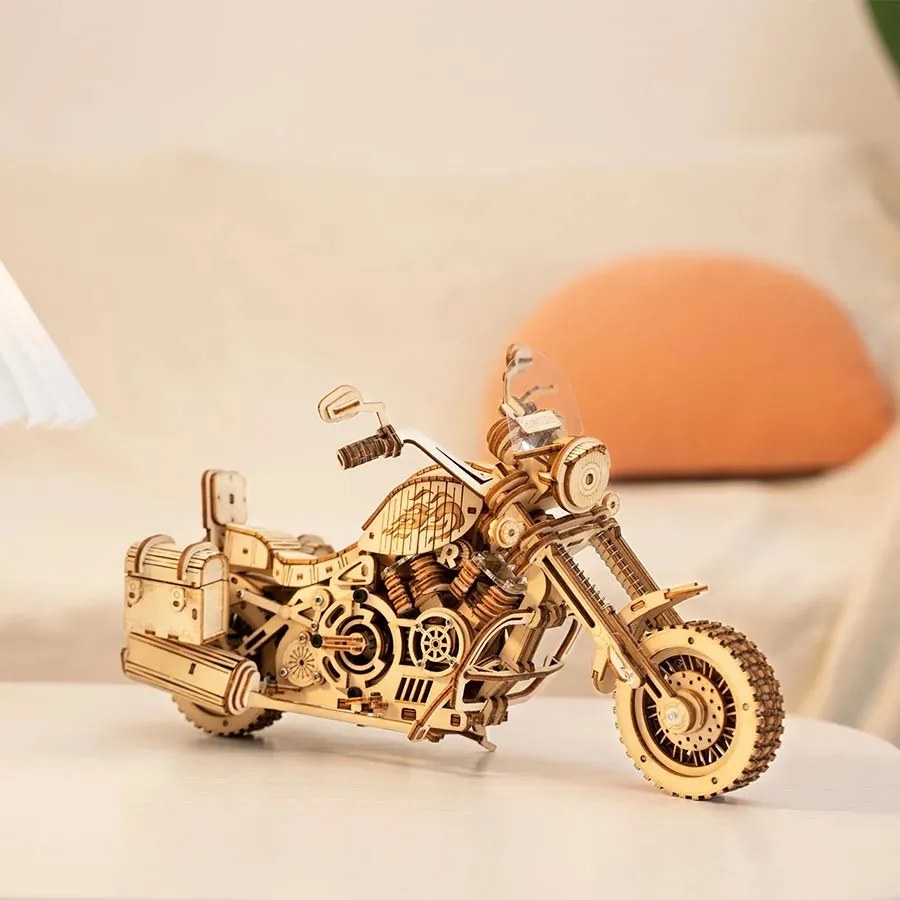 RoboTime 3D dřevěné mechanické puzzle Motorka (cruiser)