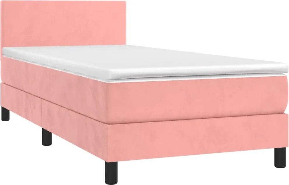 Box spring postel s matrací růžová 90x200 cm samet 3141166