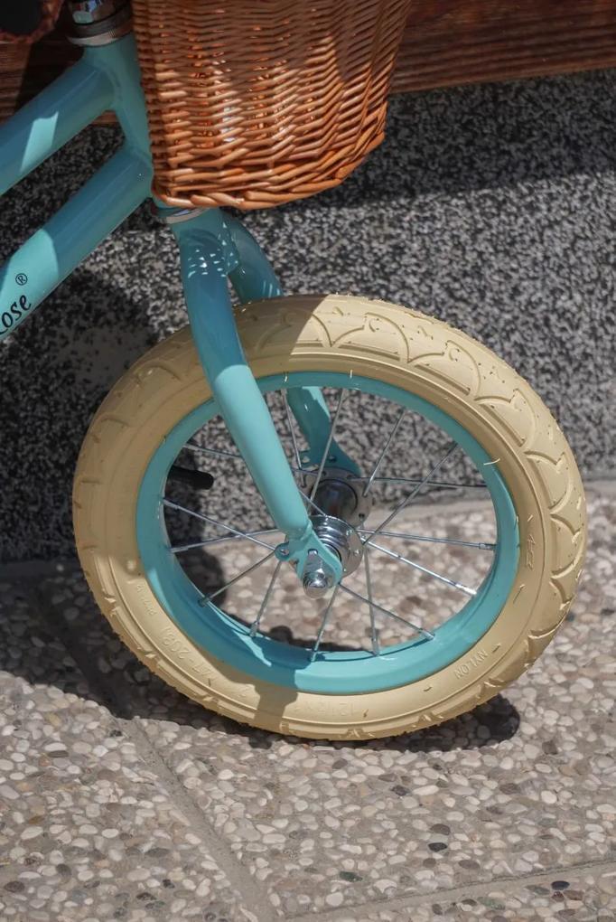 Dětské odrážedlo balanční kolo v pastelově modré barvě s košíkem (ISABELLE ROSE)