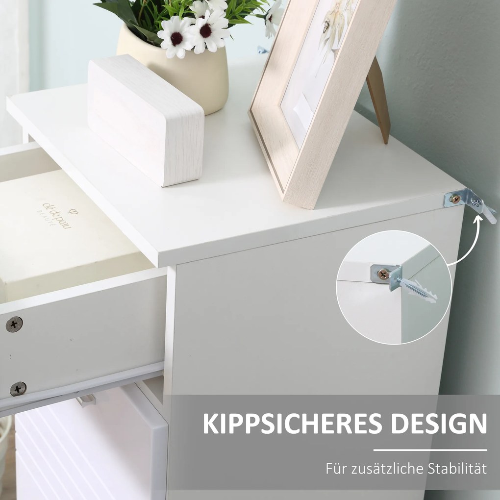 Kleankin Koupelnová skříňka s policí a zásuvkou, stojící kabinet pro obývací pokoj, ložnici a koupelnu 35x30x77,5 cm Bílá