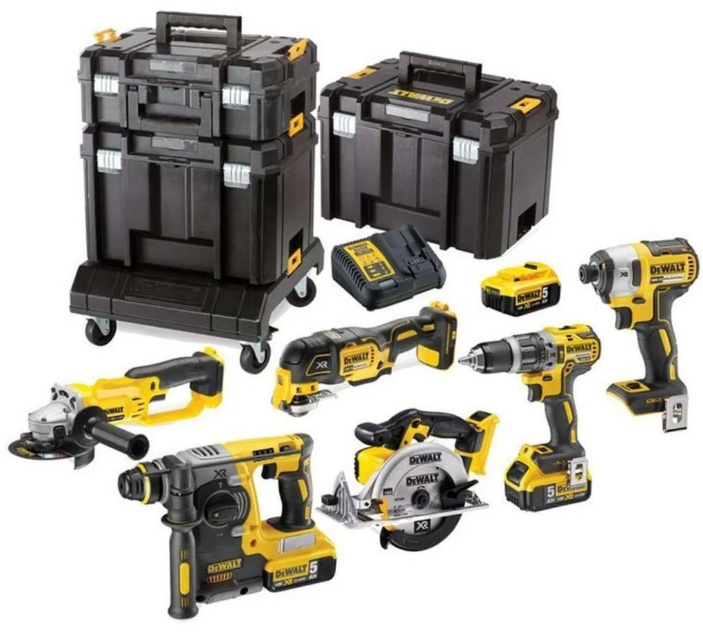 DeWALT - 13dílná sada AKU nářadí, baterií a nabíječky DCK654P3T