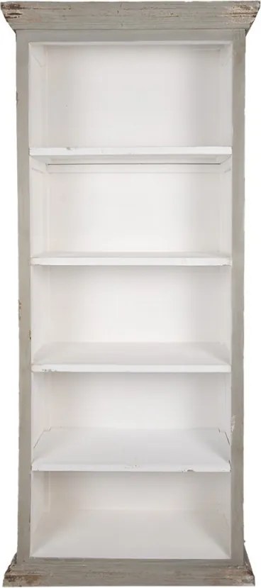 Bílo-šedá antik dřevěná knihovna Christiane - 80*36*195 cm