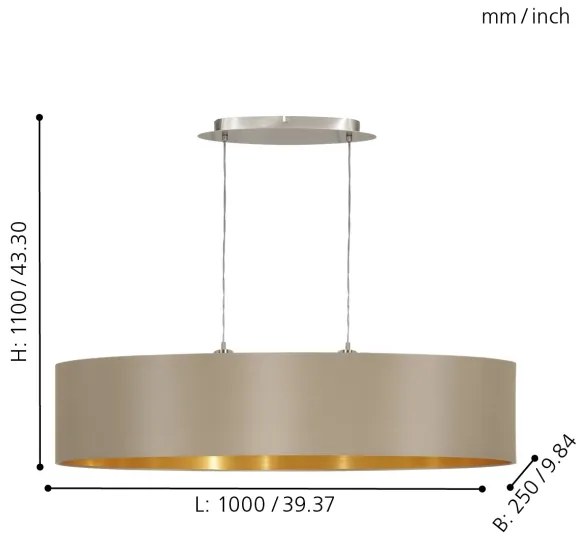 Eglo 31618 - Lustr na lanku MASERLO 2xE27/60W/230V