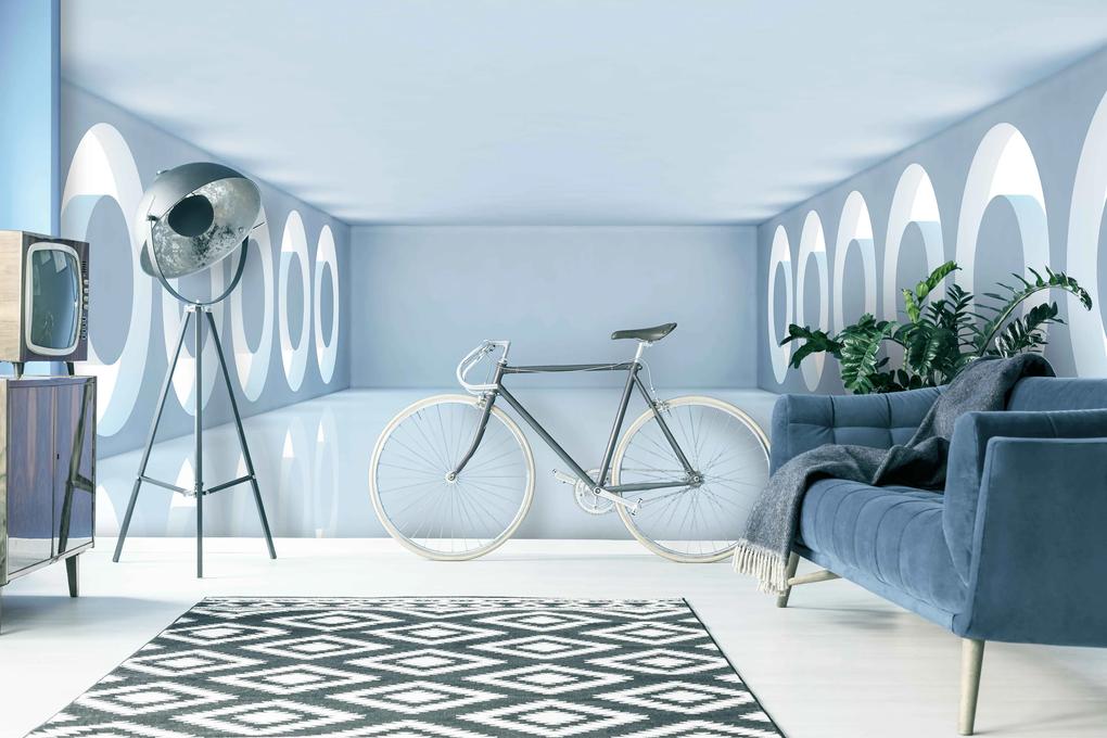 Malvis 3D Tapeta místnost s kruhy na bocích Vel. (šířka x výška): 432 x 290 cm