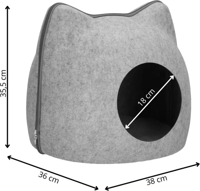 Domeček pro kočku s ušima SPRINGOS PA0240 šedý