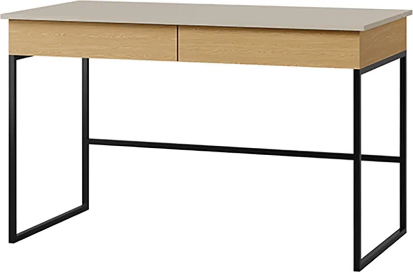 LORIN d | psací stůl 10 | 125 cm | se 2 zásuvkami | PUSH OPEN | kašmír/dub