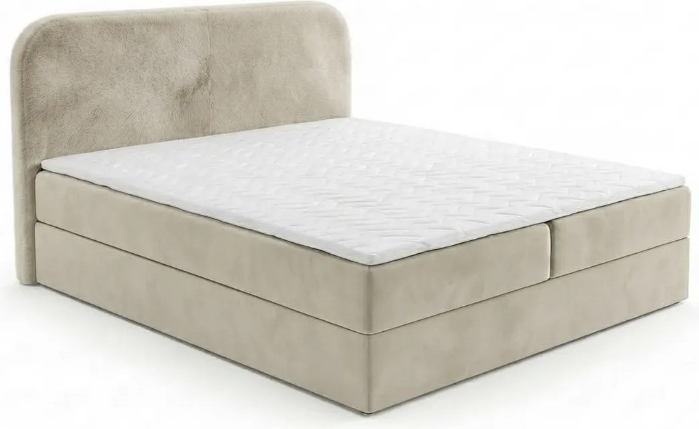 Čalouněná postel boxspring FORENA 180x200 cm krémová Matrace: Matrace Bonell pružinová
