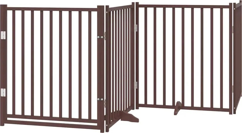 Zábrana pro psy s dvířky skládací 10 panelů hnědá 800 cm topol 3155751