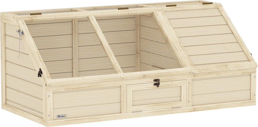 PawHut Krabička na želvy, venkovní výběh pro želvy, bezpodlahový design, snadno otevřitelné, dům pro želvy, přírodní