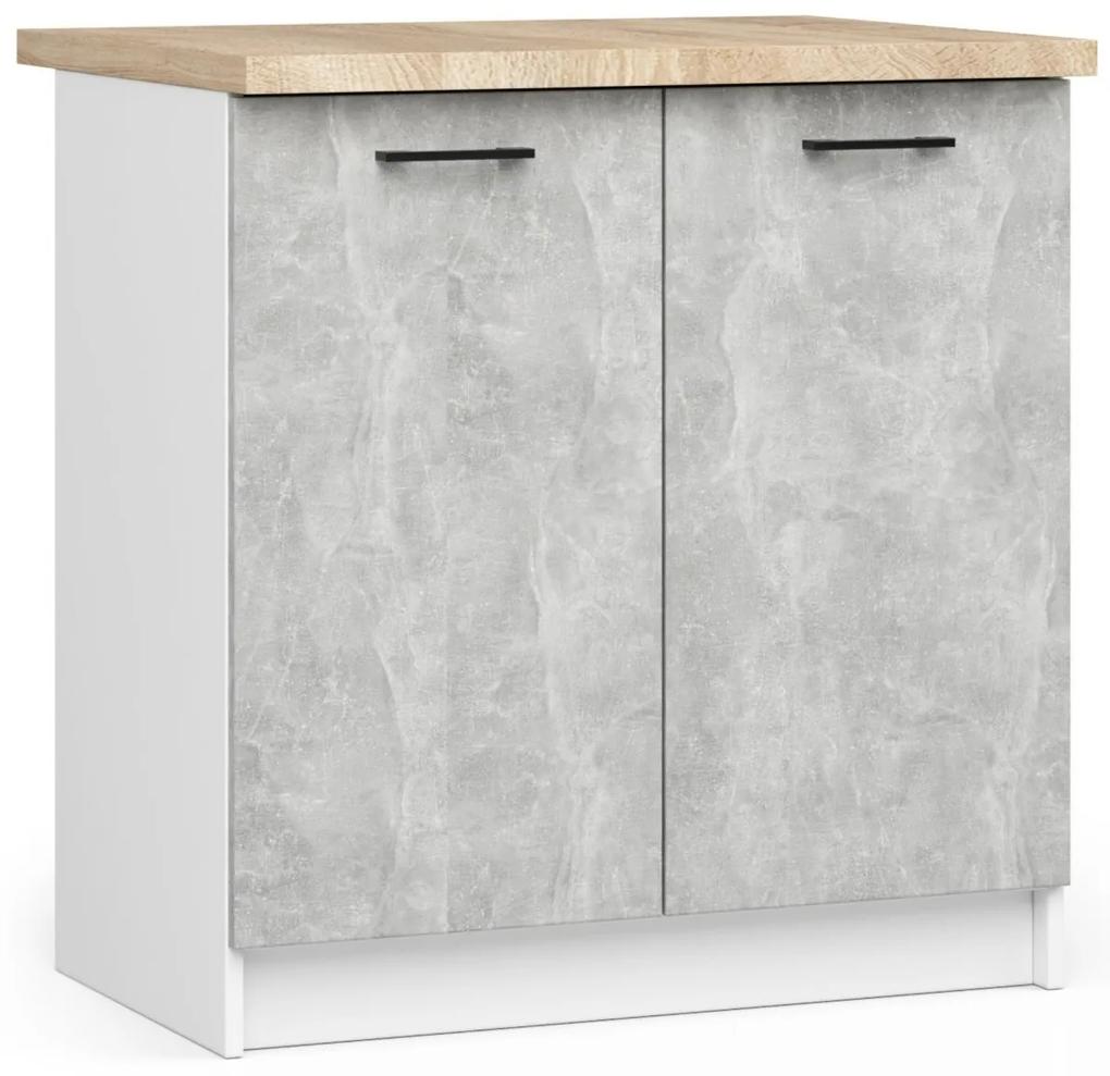 Kuchyňská skříňka Olivie S 80 cm 2D bílá/beton/dub sonoma