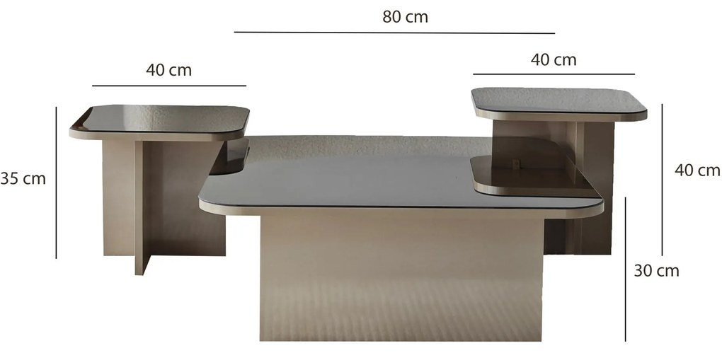 Sada 3 ks konferenčních stolků Jazz bronzová/béžová