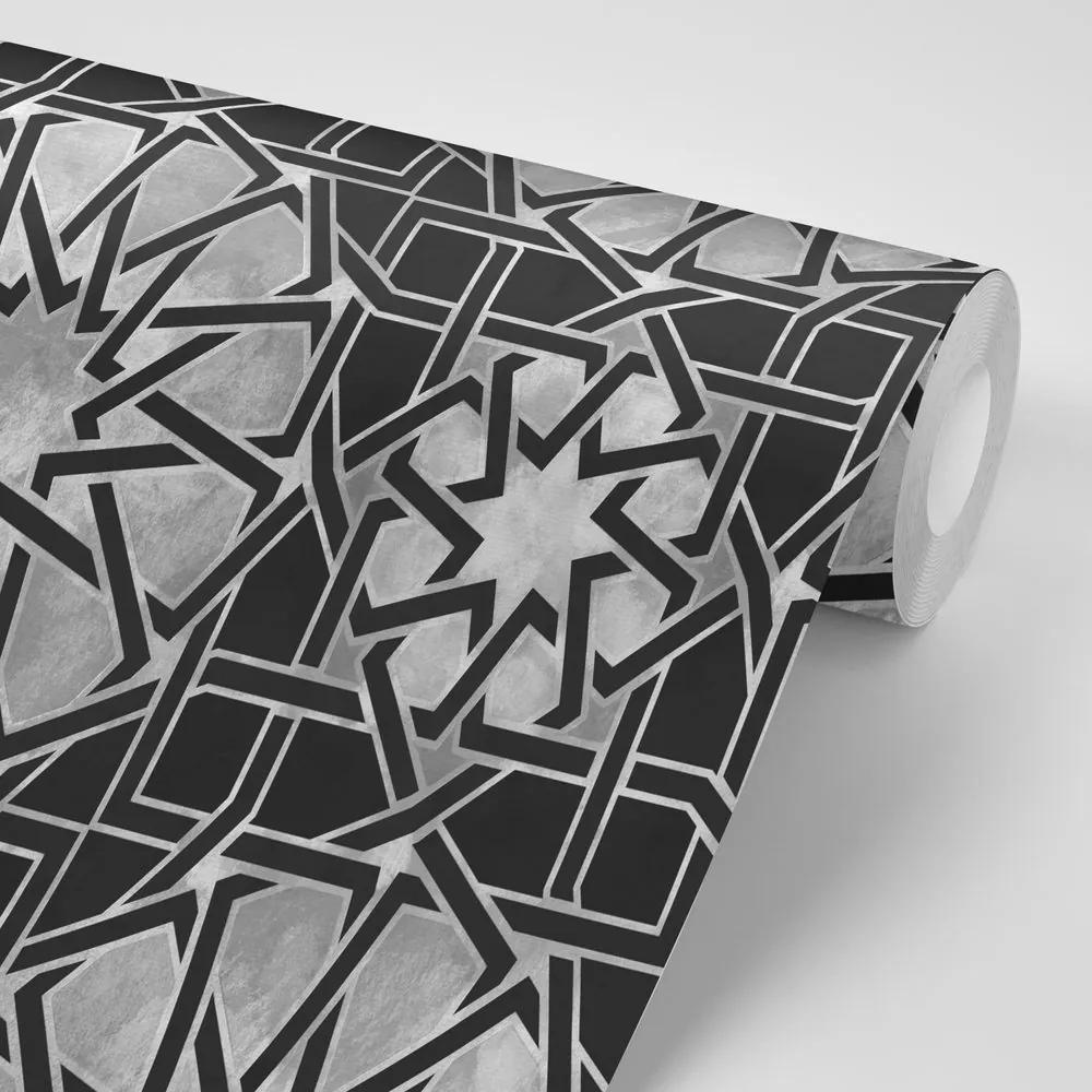 Tapeta orientální mozaika v černobílém