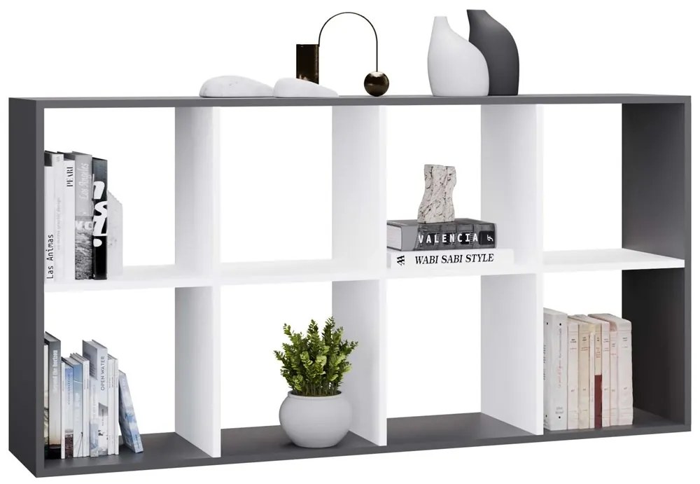 Regál MALAX 2X4 antracit/bílá