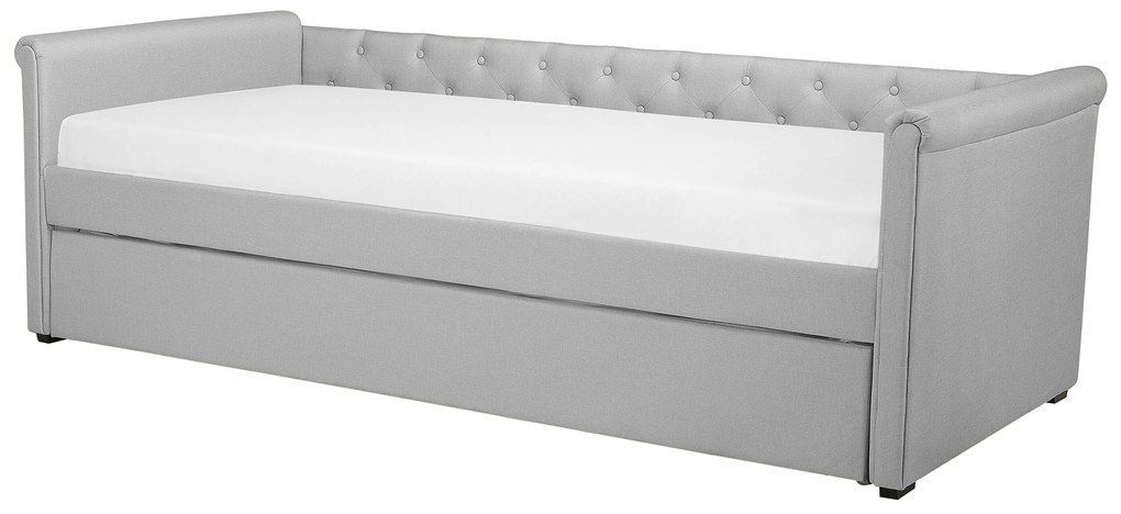 Rozkládací čalouněná postel 80 x 200 cm světlé šedá LIBOURNE Beliani