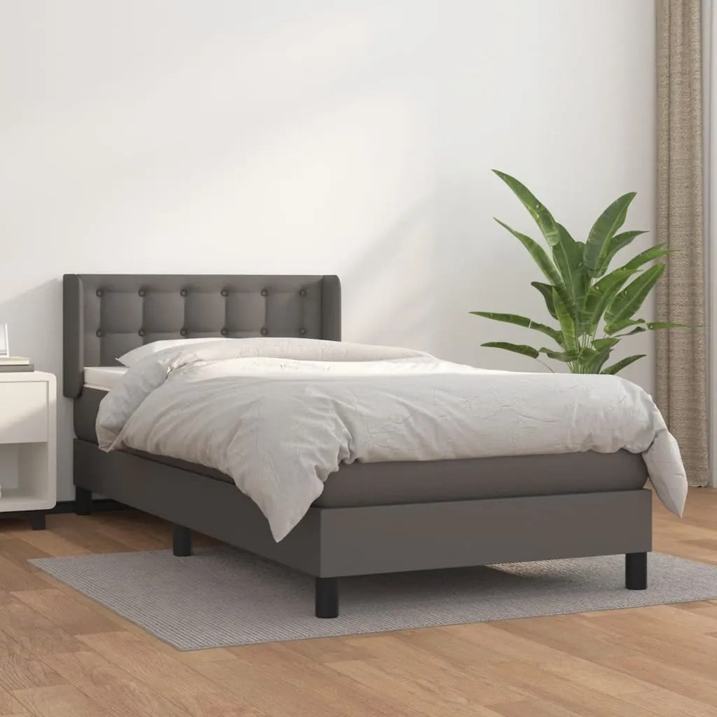 Box spring postel s matrací šedá 100x200 cm umělá kůže 3130767