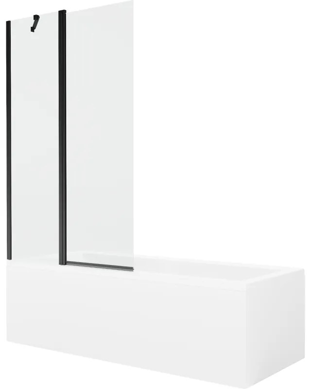 Mexen Cubik obdélníková vana 170 x 70 cm s pláštěm 1-křídlovou zástěnou 100 cm, Průhledné, Černá - 550317070X9410117000