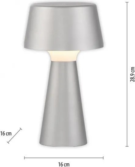 LD 19260-21 ABERA LED stolní lampa na baterie stříbrná dotykový stmívač IP54 USB vnitřní i venkovní použití 3000K - JUST LIGHT