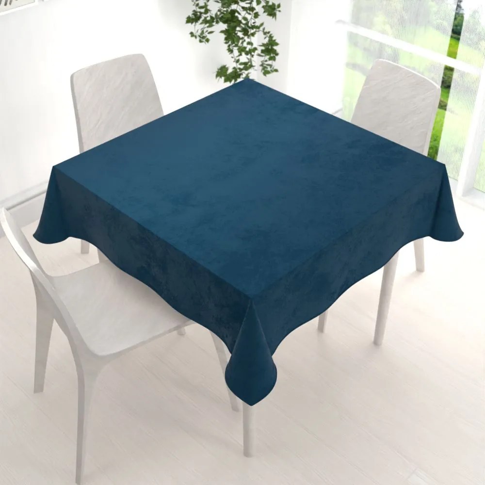 Biante Sametový čtvercový ubrus Velvet Premium SVP-028 Petrolejově modrý 130x130 cm