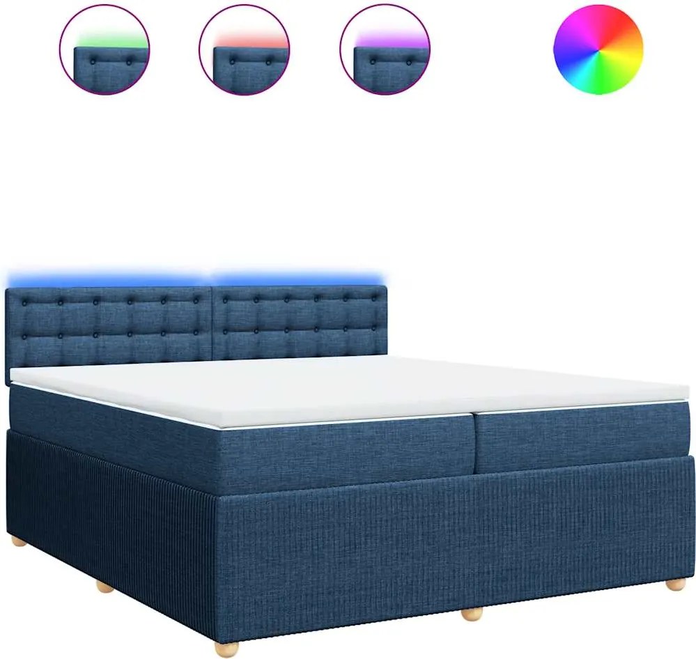 Box spring postel s matrací modrá 200x200 cm textil 3289883