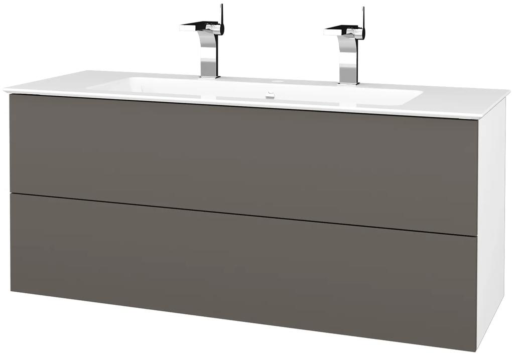 Dřevojas Koupelnová skříň VARIANTE SZZ2 120 (umyvadlo Pura) Varianta: N01 Bílá lesk / D01 Beton