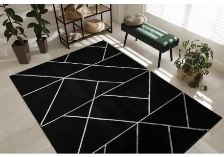 koberec EMERALD výhradní 7543 glamour, stylový geometrický černý / st velikost 240x330 cm | krásné koberce cz