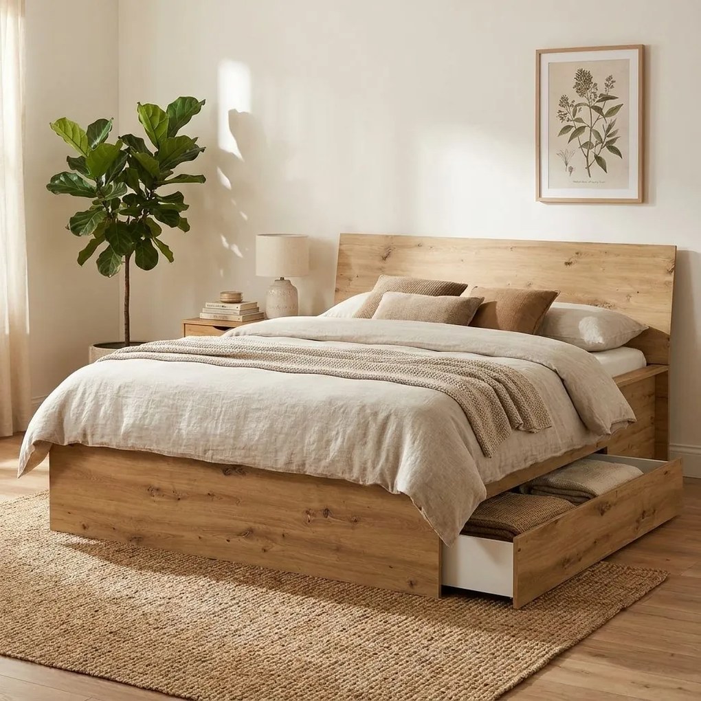 Postel Bamio 160 x 200 cm, dub artisan
