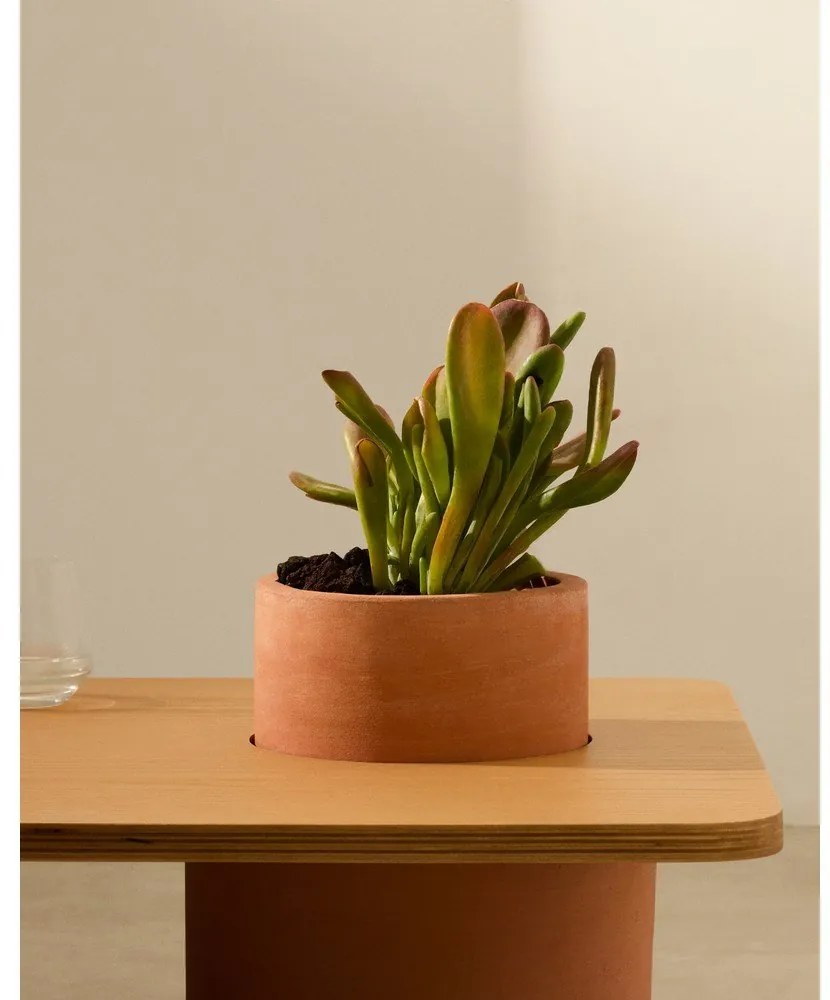 Kulatý konferenční stolek v dekoru dubu v přírodní barvě 60x110 cm Olaria – Kave Home