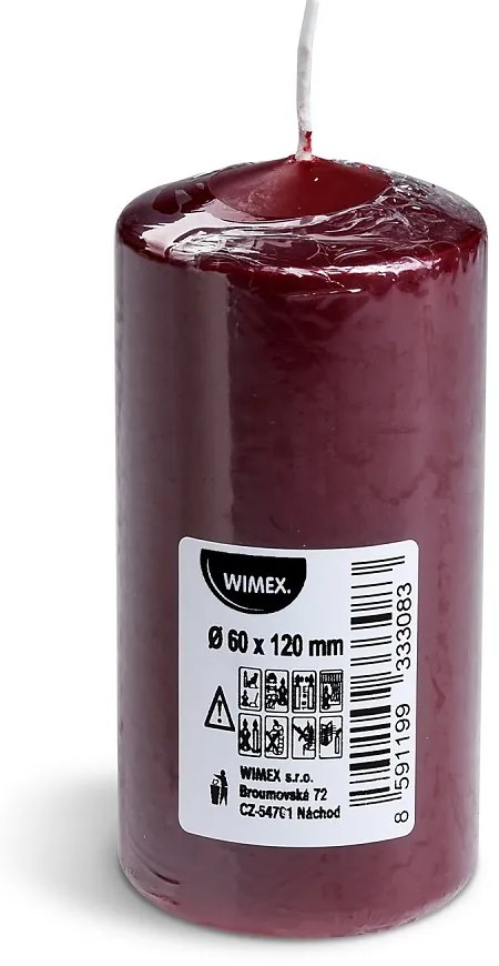 Wimex 33308 - válcová svíčka 60 × 120 mm, bordó