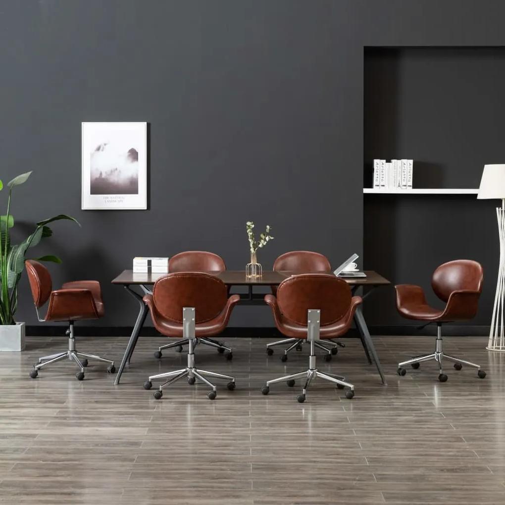 vidaXL Otočné jídelní židle 6 ks umělá kůže [3054856] Barva: Tmavě šedá