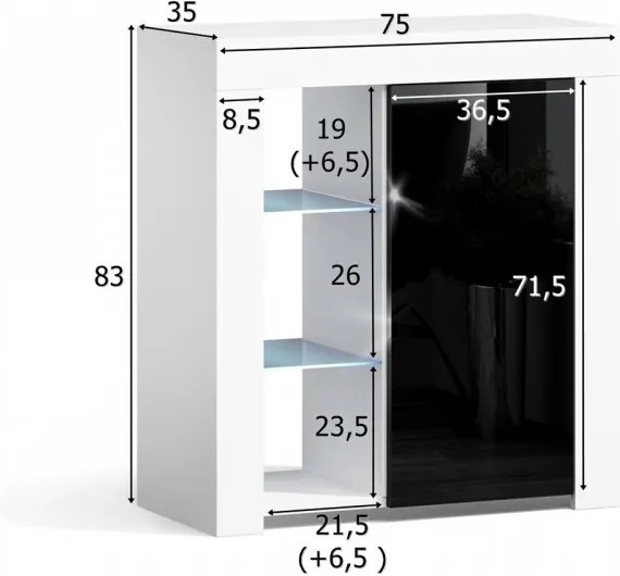 Mazzoni MILA 1D LED skříňka bílá / burgund lesk