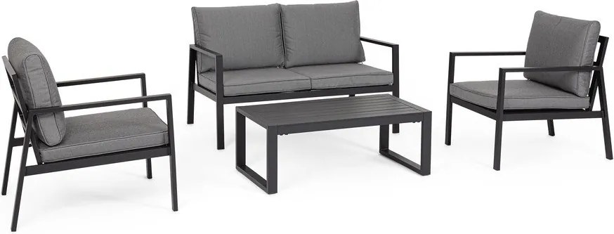 Antracitový hliníkový zahradní lounge set pro 4 Hilde – Bizzotto