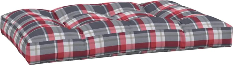 Poduška na palety červená károvaná 120 x 80 x 12 cm textil 314421