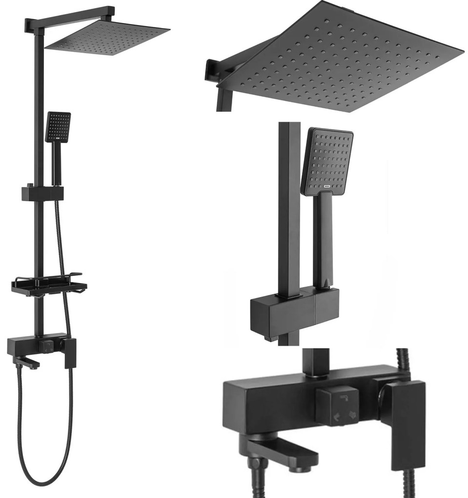Rea Jack - sprchový set s otočným vanovým výtokem, černá, REA-P7009