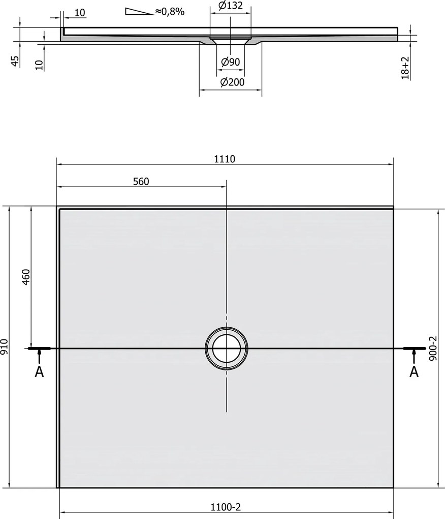Polysan MIRAI 110 x 90 cm sprchová vanička obdélníková z litého mramoru 73175 levá