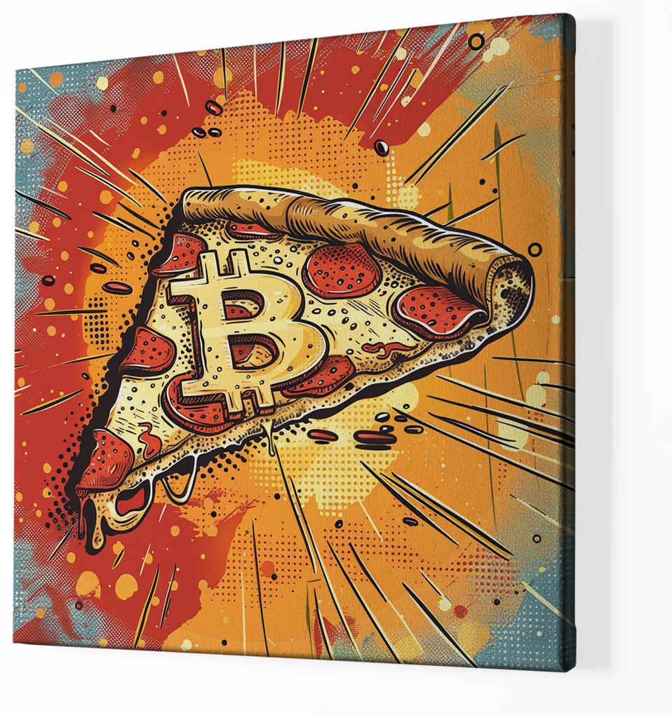 Obraz na plátně - Bitcoin pizza day FeelHappy.cz Velikost obrazu: 140 x 140 cm