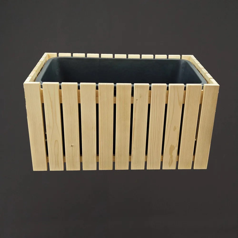 AMADEA Dřevěný designový vyvýšený záhon s nádobou uvnitř, 76x43,6x40cm, 60l nádoba
